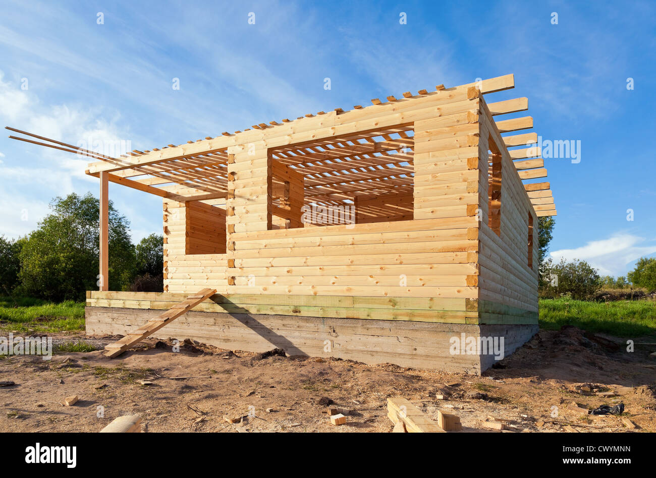 Construction of a new wooden house Stock Photo - Alamy