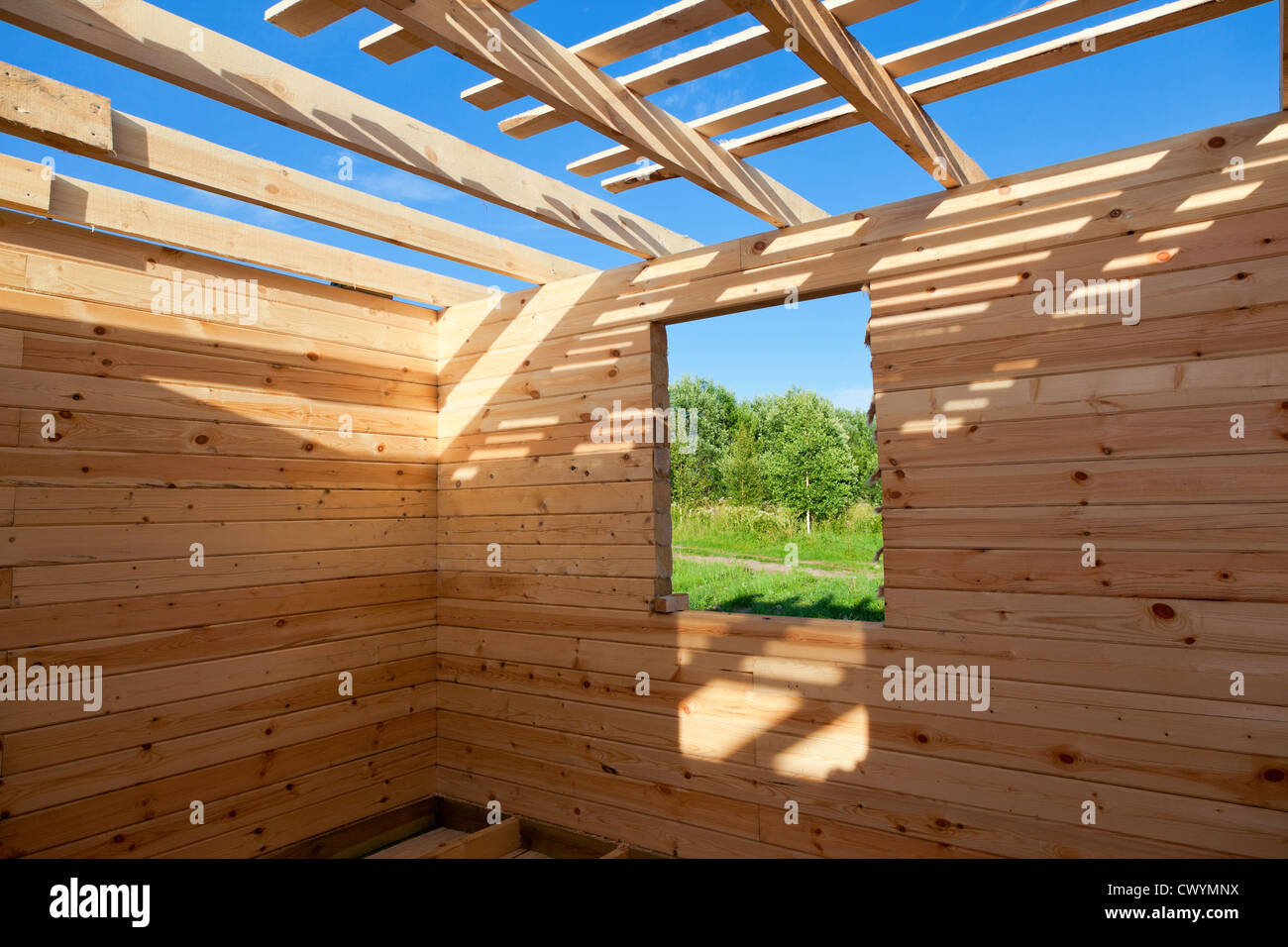 Construction of a new wooden house Stock Photo - Alamy