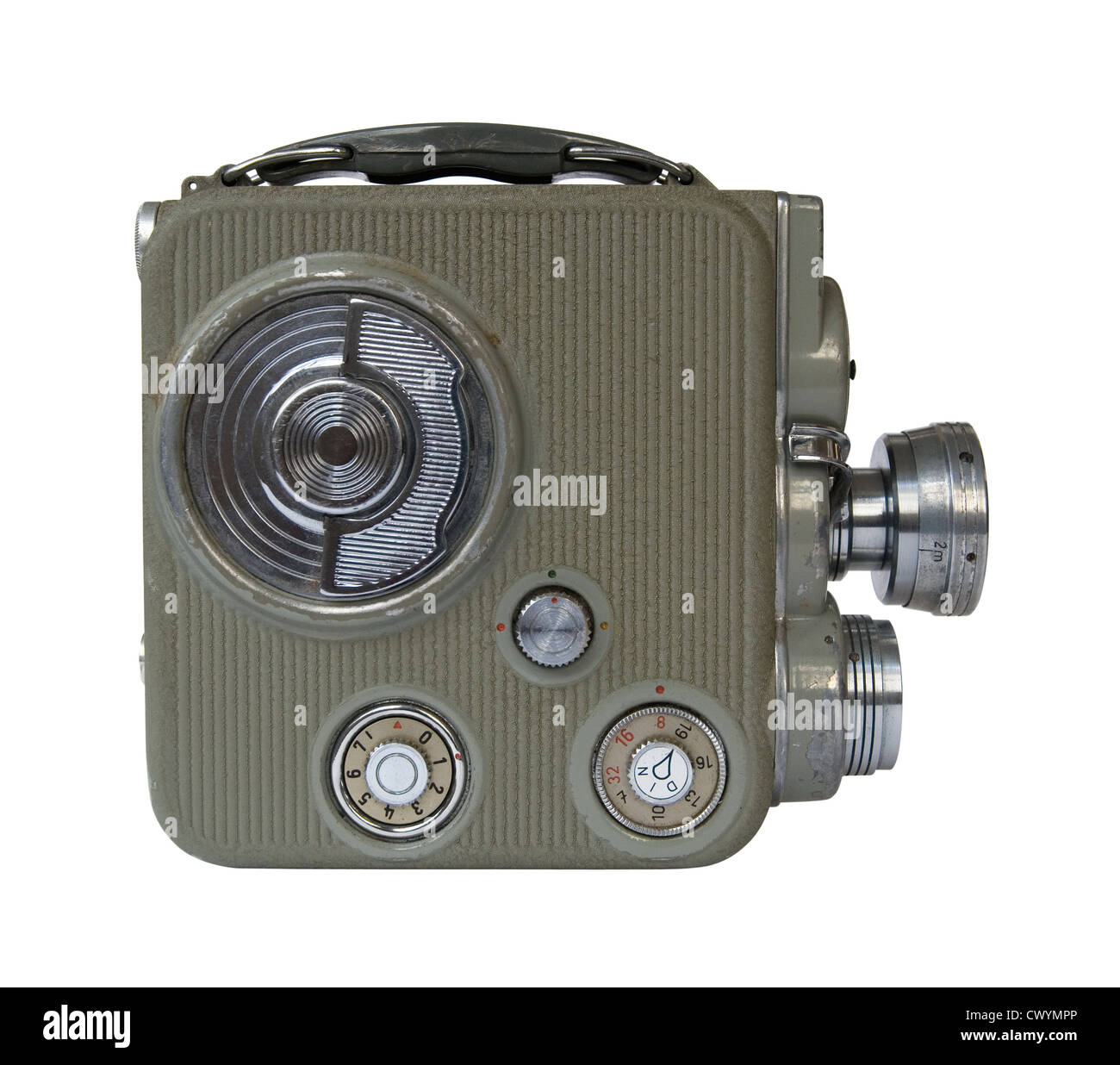 old 8mm movie camera on white background Stock Photo - Alamy