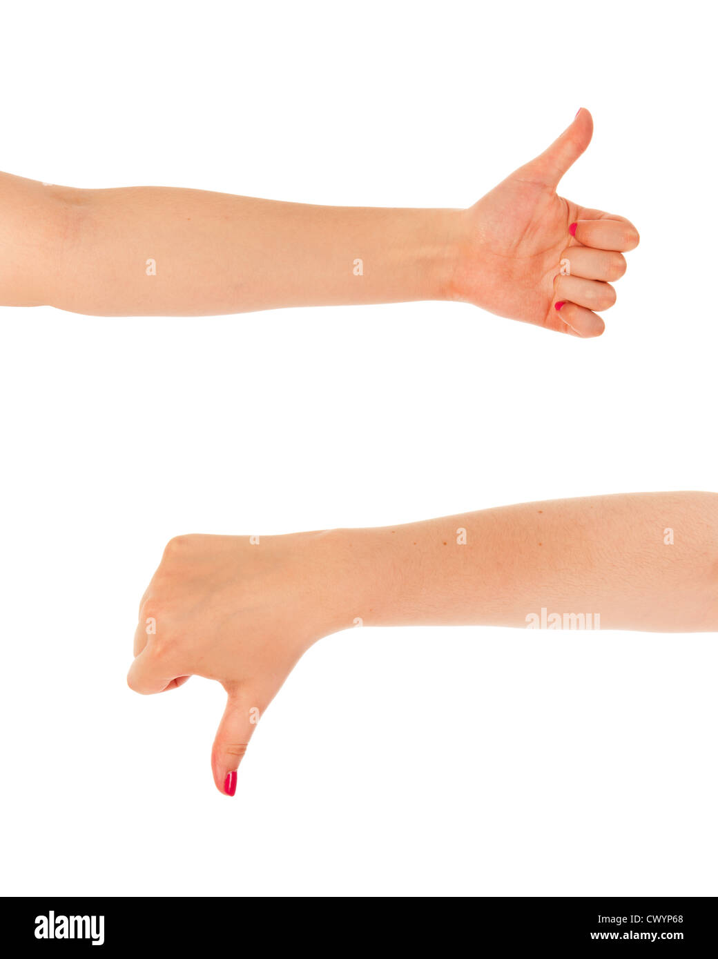 Holding thumbs down sign Cut Out Stock Images & Pictures - Alamy