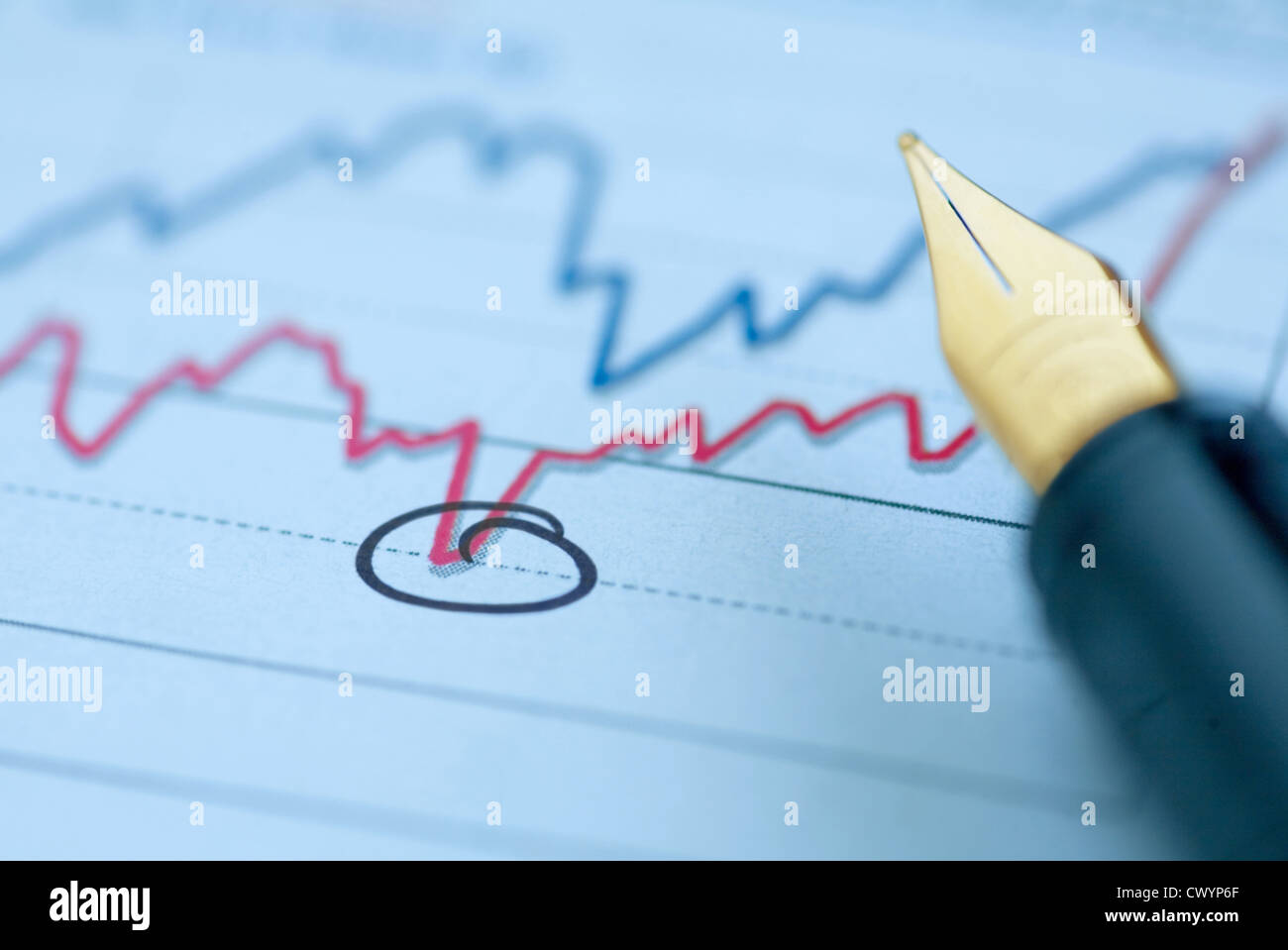 Stylograph and marking on chart Stock Photo - Alamy