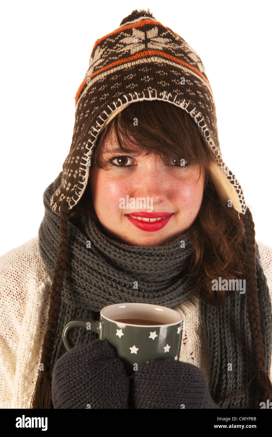 Drinking hot chocolate in winter time Stock Photo - Alamy
