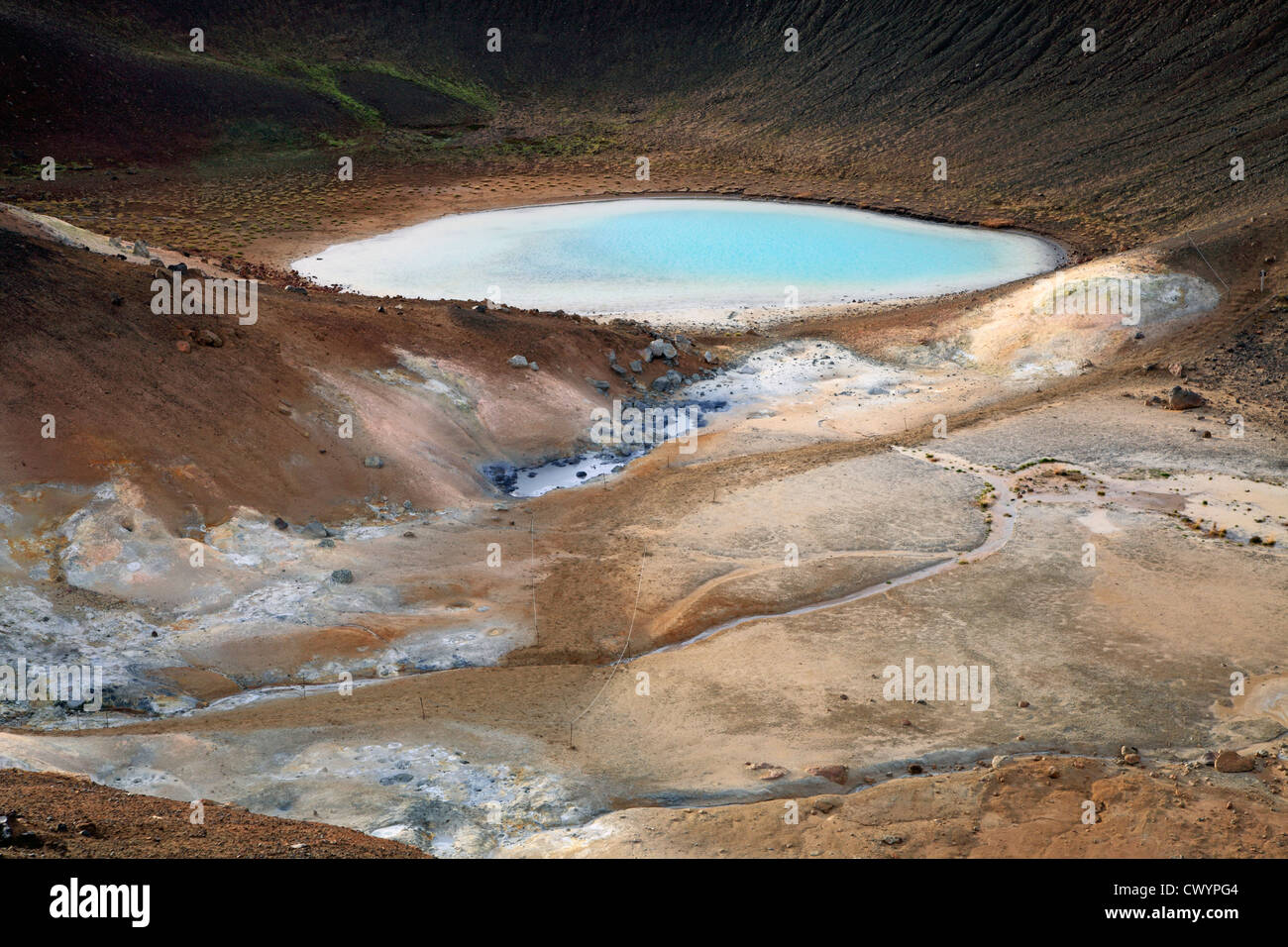 Geothermal area at the Krafla Vulcano at Lake Myvatn, Iceland Stock ...