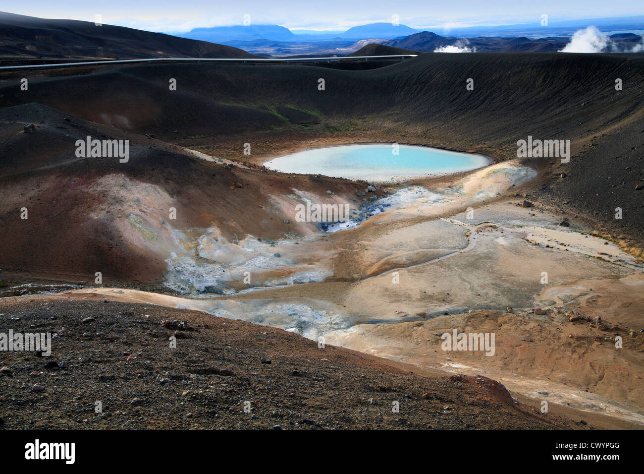 Geothermal area at the Krafla Vulcano at Lake Myvatn, Iceland Stock ...