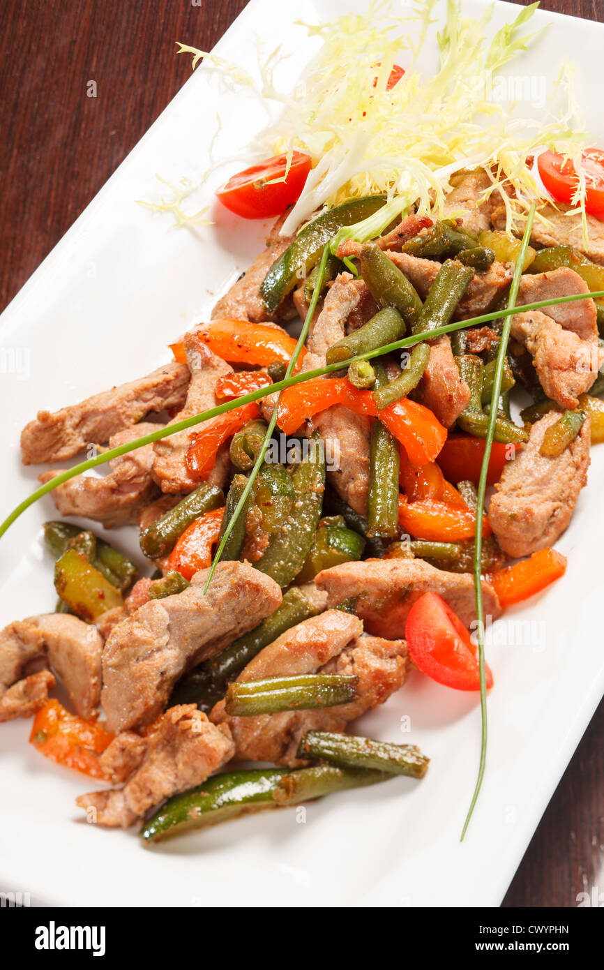 Meat with String Beans Stock Photo - Alamy