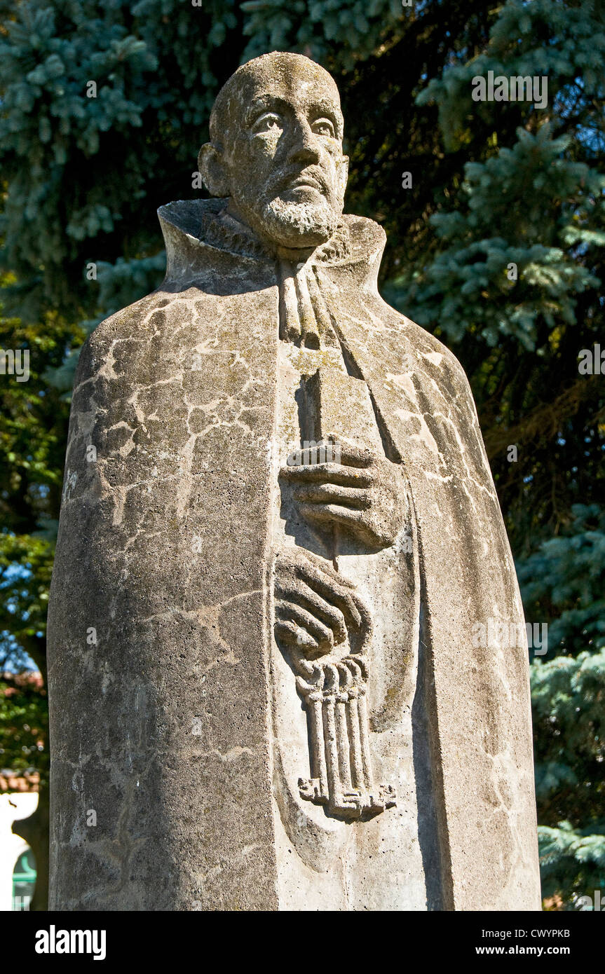 Statue of Michael Neander, Ilfeld, Suedharz, Thuringia, Germany, Europe ...