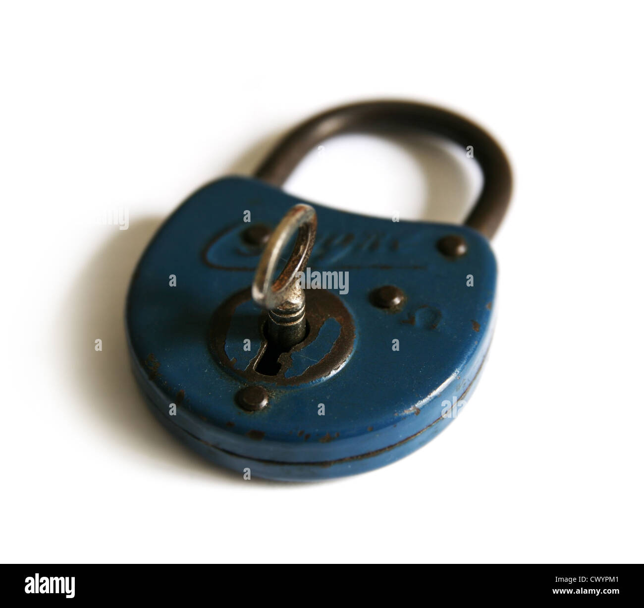 Blue padlock white background hi-res stock photography and images - Alamy