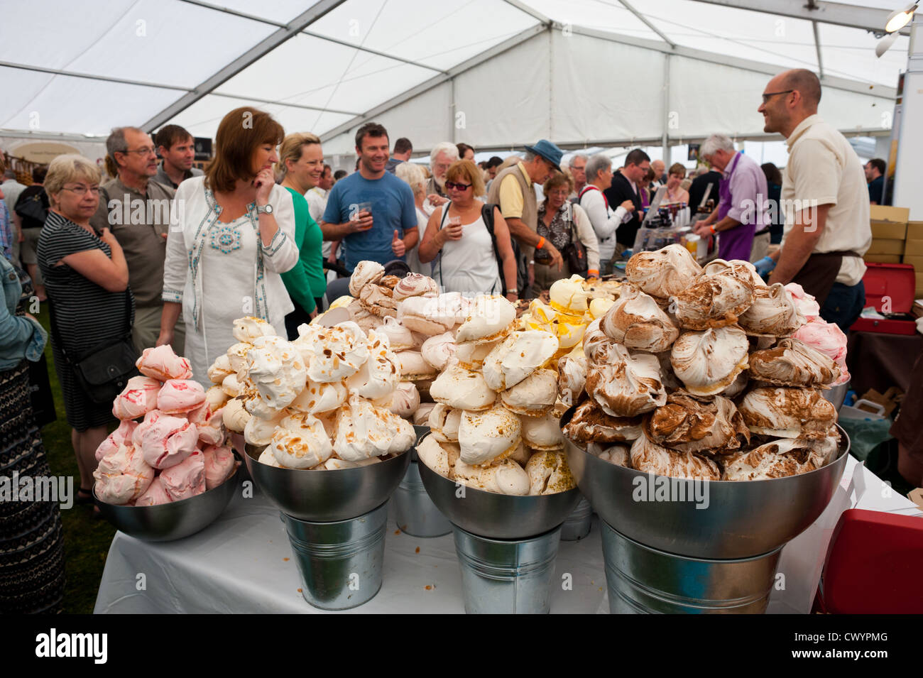 Mounds of meringues on sale during the Ludlow 2012 Food Festival Stock ...