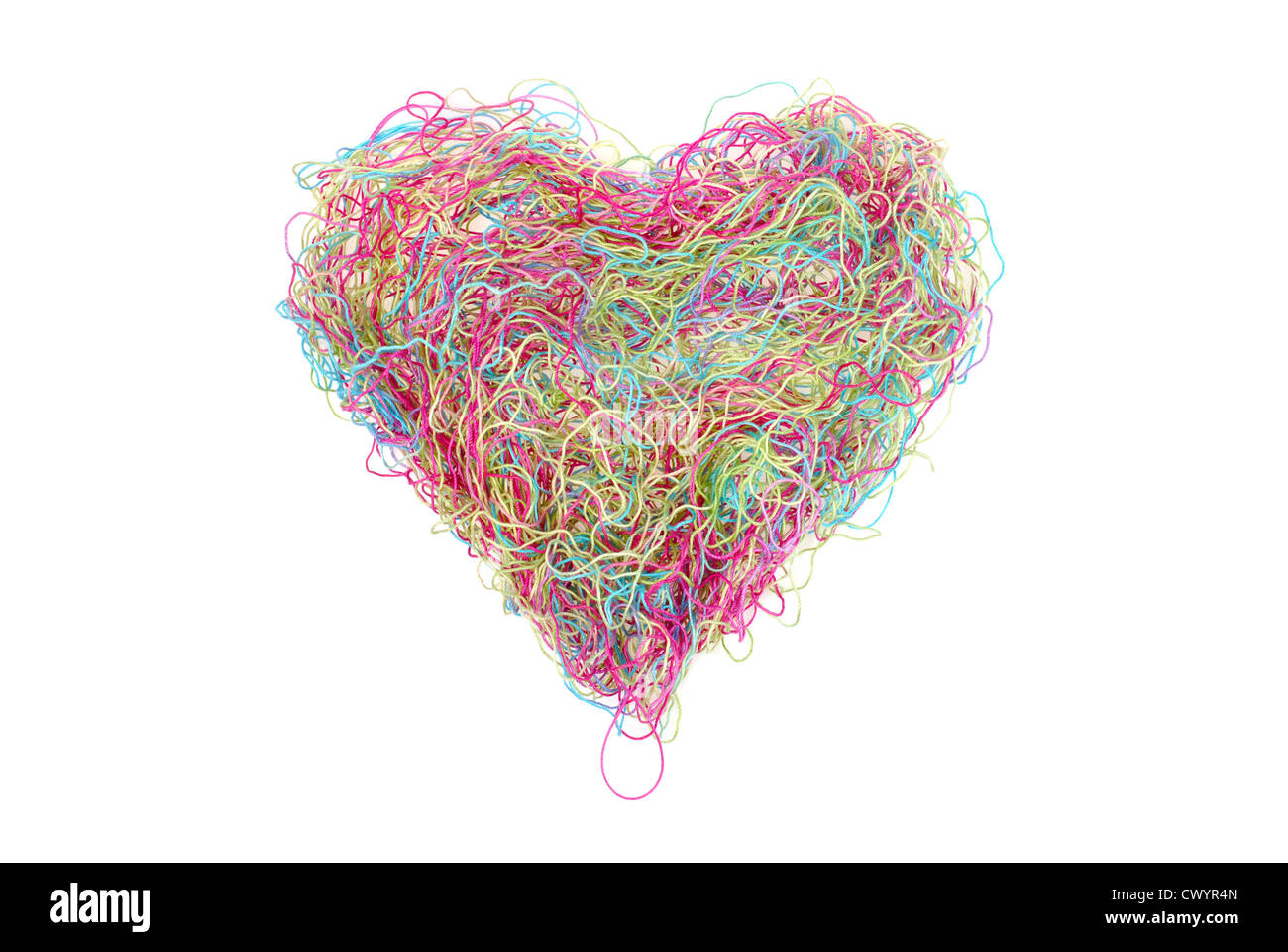multicolored heart of threads isolated on white Stock Photo - Alamy