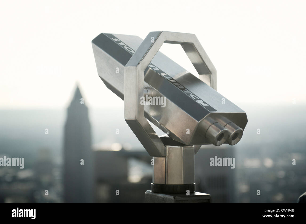 Binocular on the observation platform on Main Tower, Frankfurt am Main ...