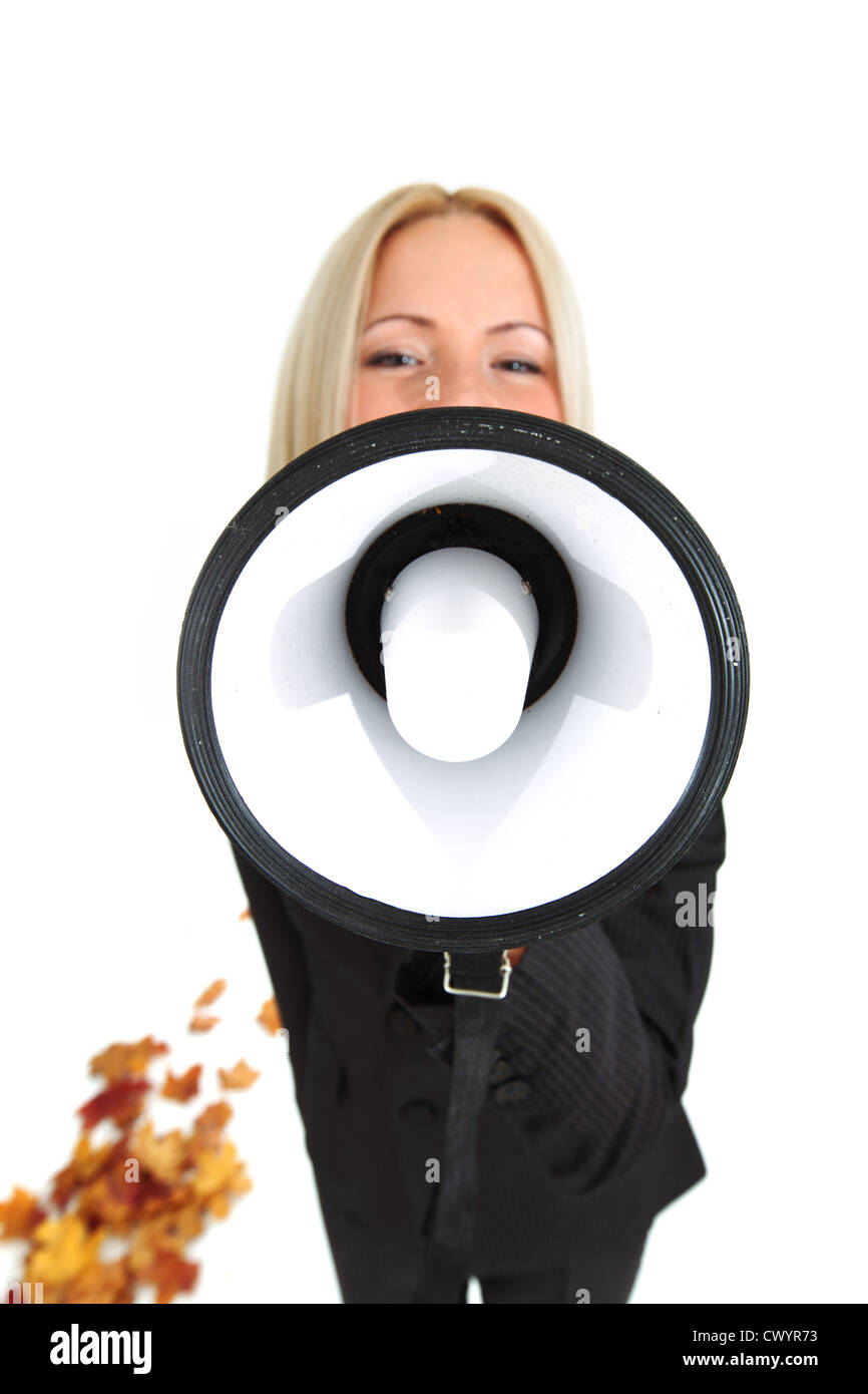 Communication concept girl megaphone hi-res stock photography and ...