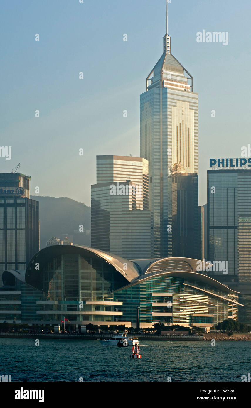Wan Chai waterfront with the Hong Kong Convention and Exhibition Centre ...