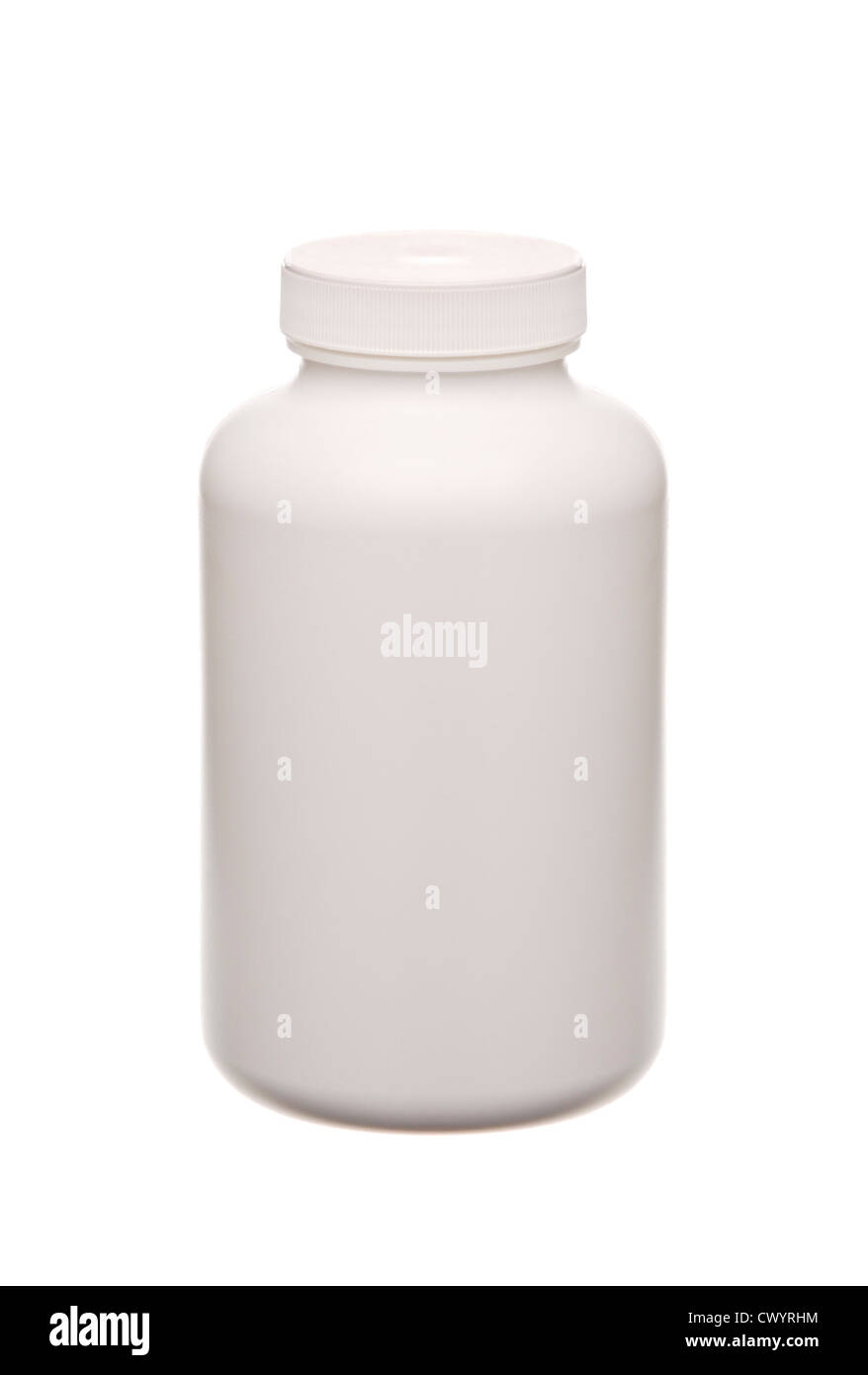 white pills container isolated on white Stock Photo - Alamy