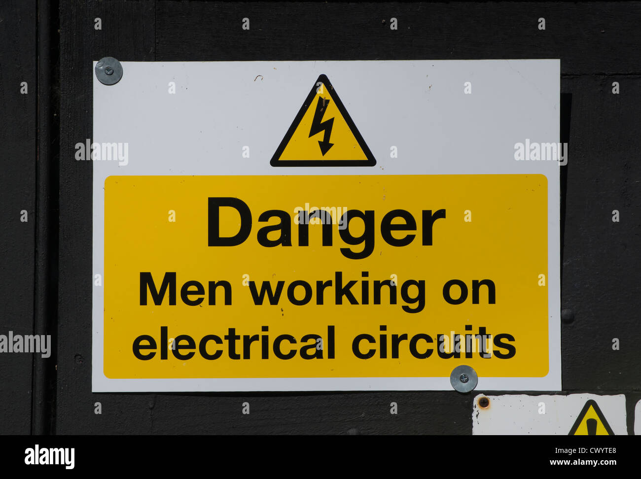 danger men working on electrical circuits sign, teddington, middlesex ...