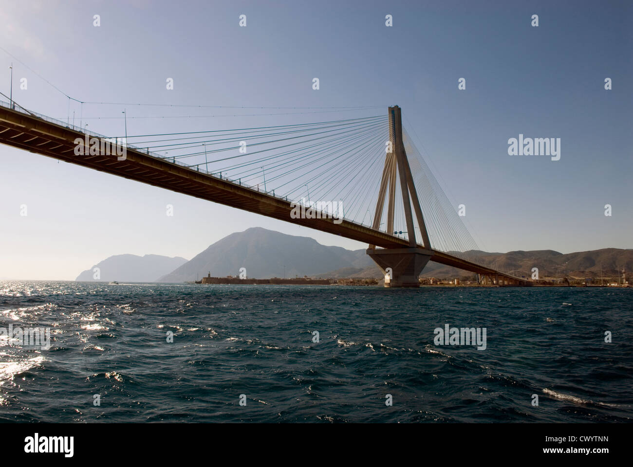 The Rio-Antirrio Patras bridge in the gulf of Corinth Stock Photo - Alamy