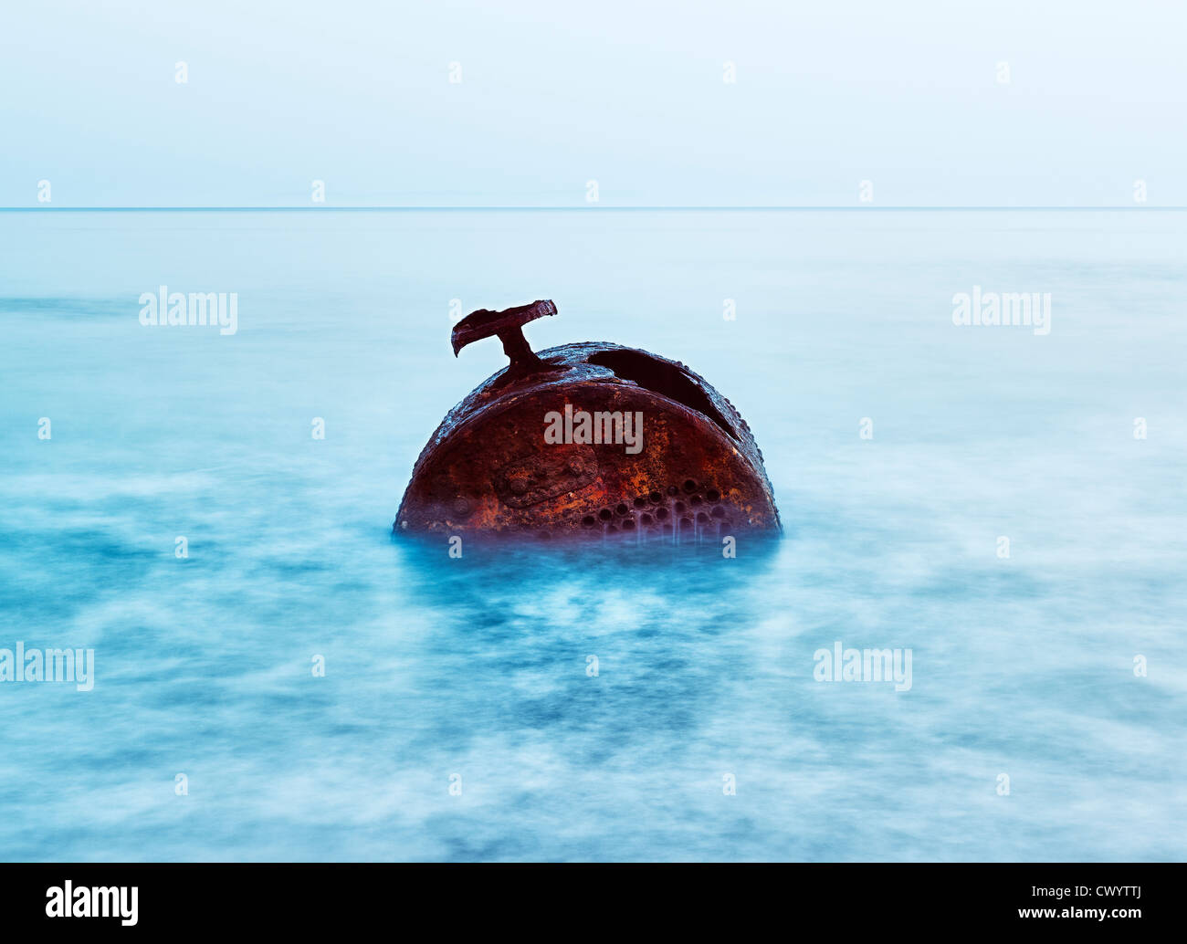 A metal wreck in the sea Stock Photo - Alamy