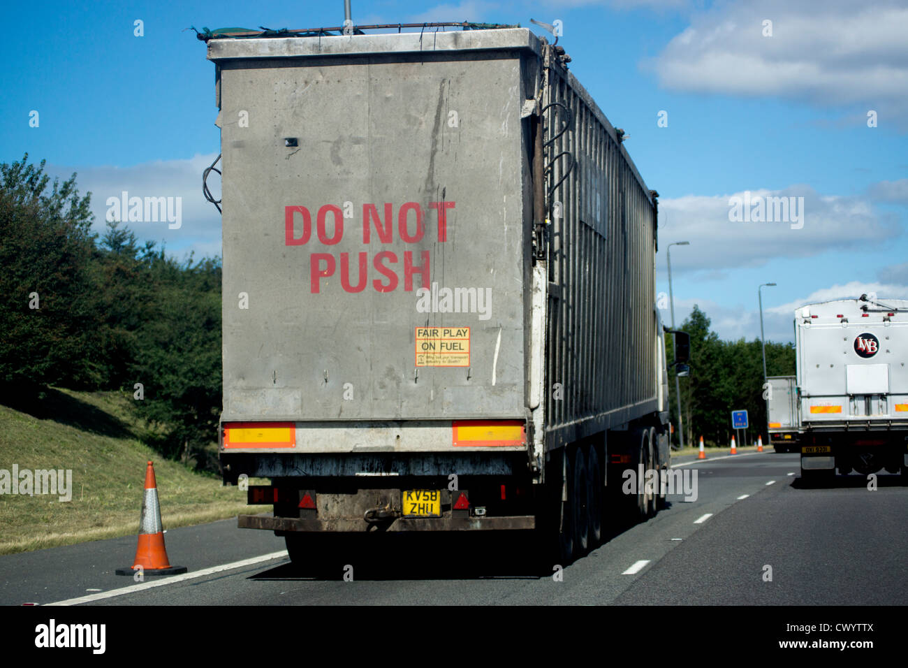 Big truck with DO NOT Push on the back Stock Photo - Alamy