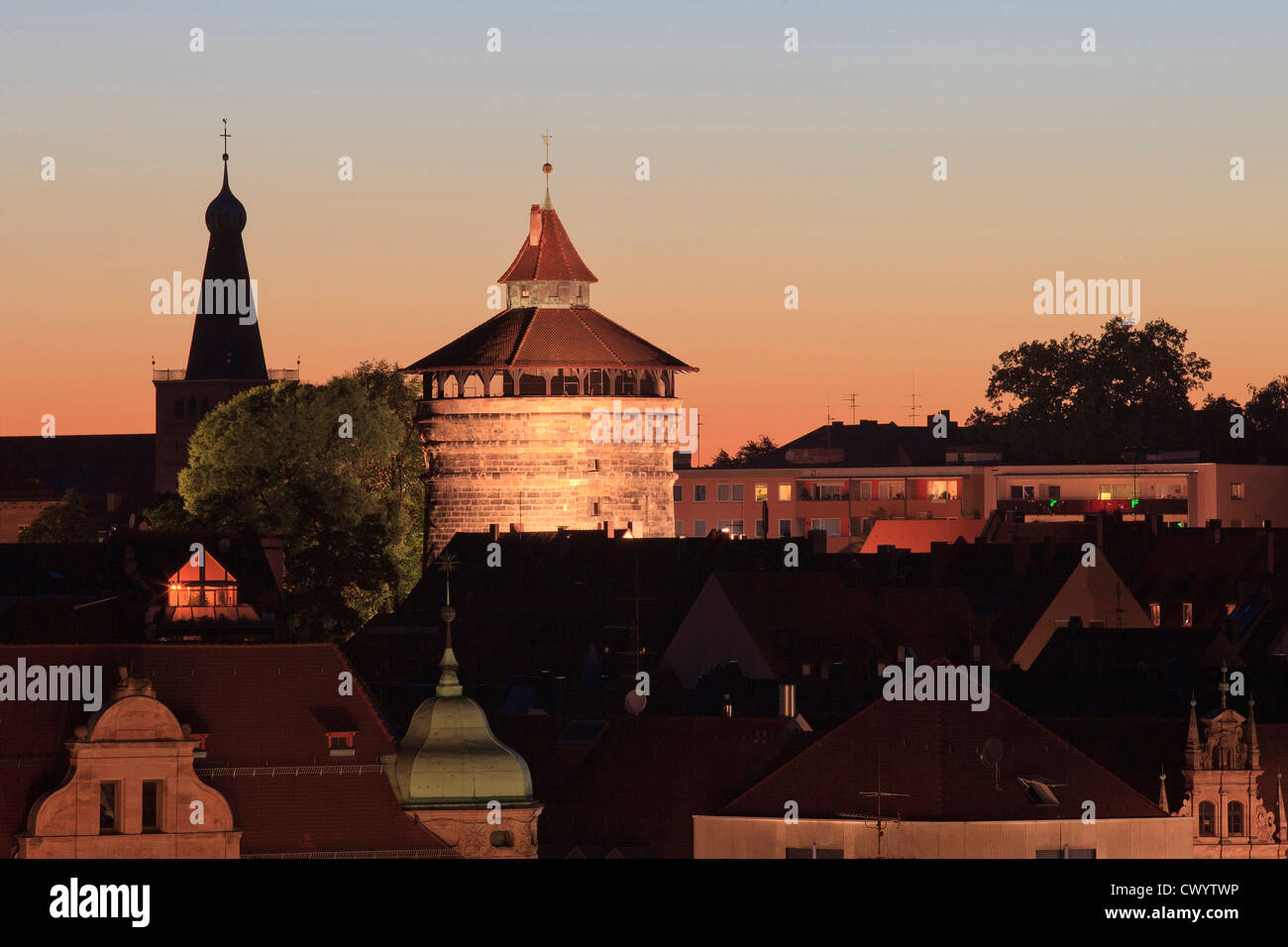 Gate tower in the old town of Nuremberg, Germany Stock Photo - Alamy