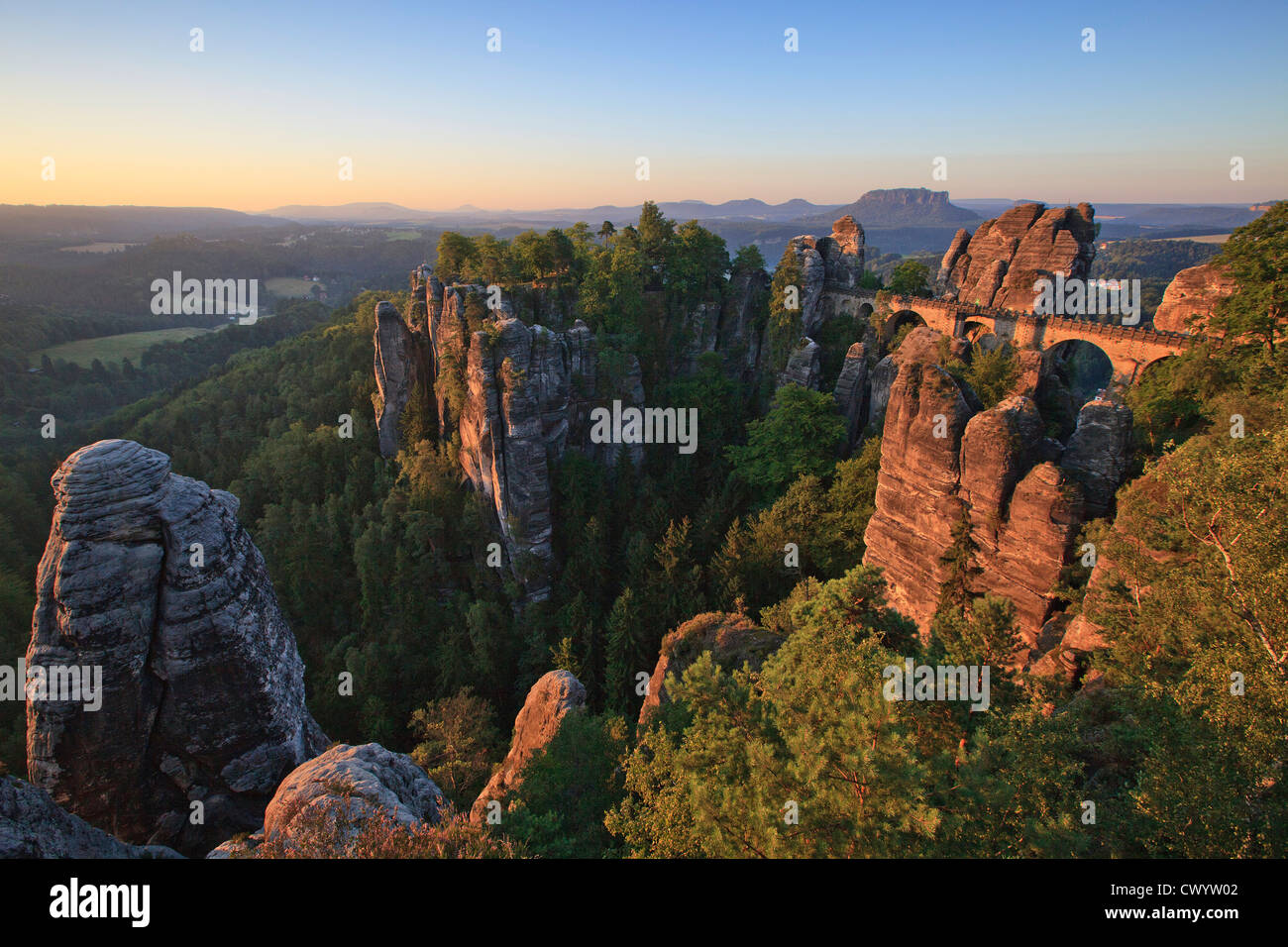 Rock formation Bastei, Saxon Switzerland, Germany Stock Photo - Alamy