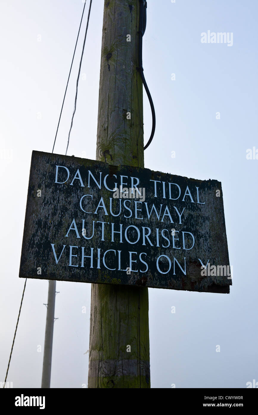 Tidal Causeway Warning Sign Stock Photo - Alamy
