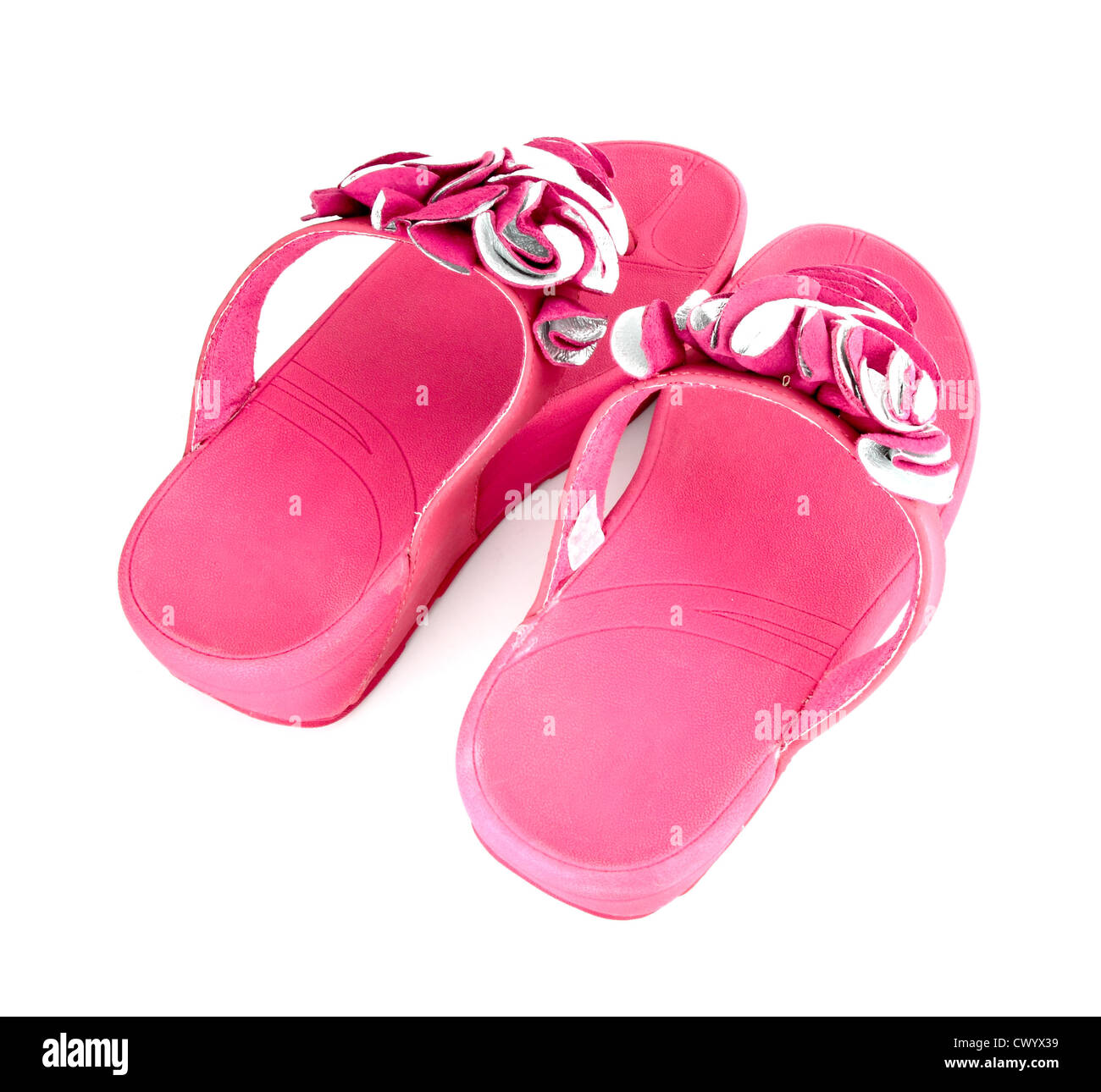 pink slippers on white background Stock Photo - Alamy
