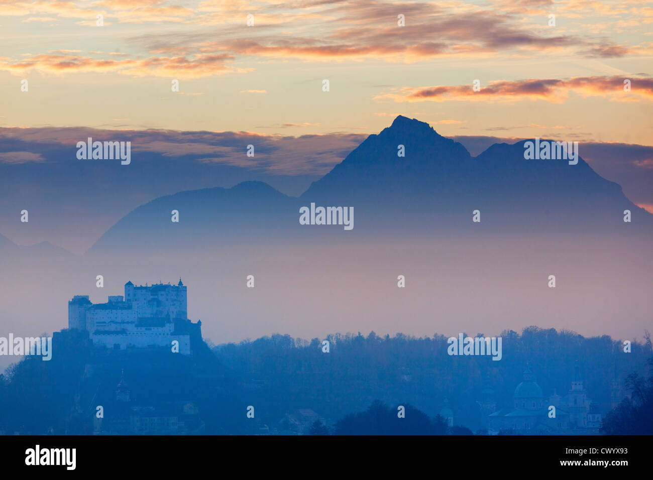 Sunset above the city of Salzburg, Austria Stock Photo - Alamy