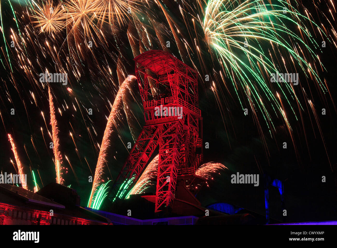 Fireworks at Lohberg coal mine, Dinslaken, Germany Stock Photo - Alamy