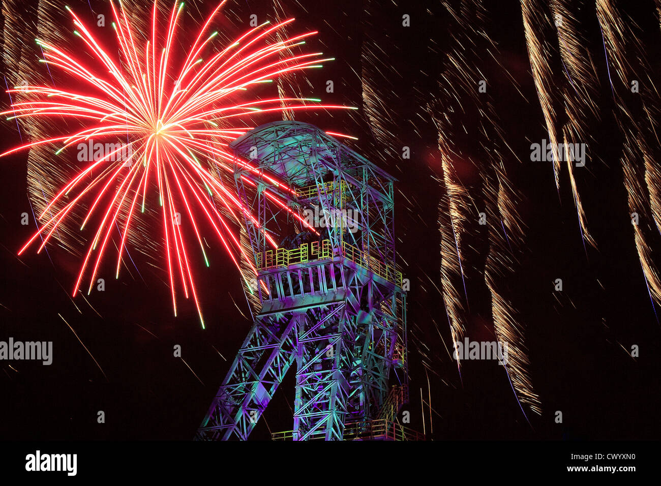 Fireworks at Lohberg coal mine, Dinslaken, Germany Stock Photo - Alamy