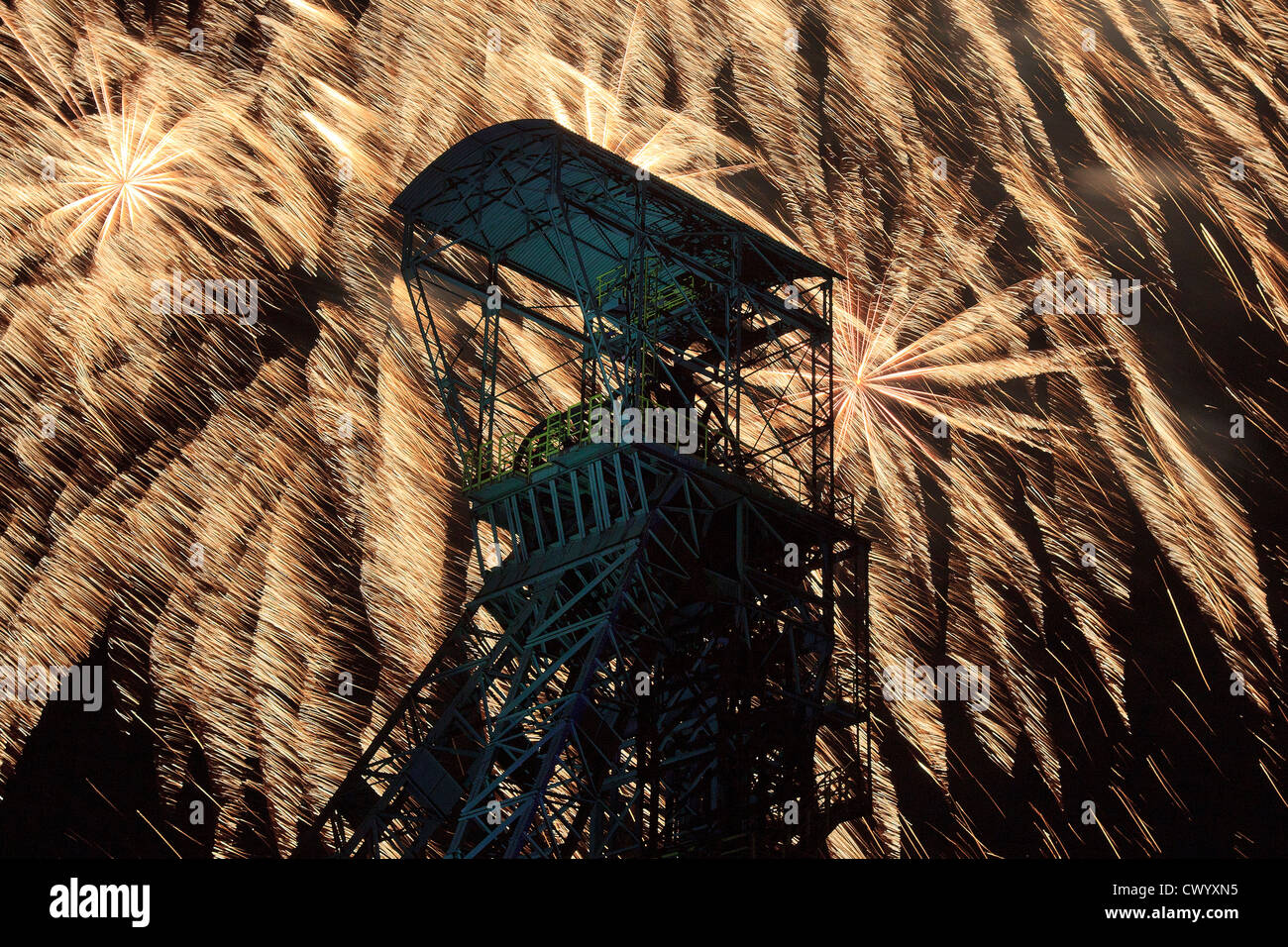 Fireworks at Lohberg coal mine, Dinslaken, Germany Stock Photo - Alamy