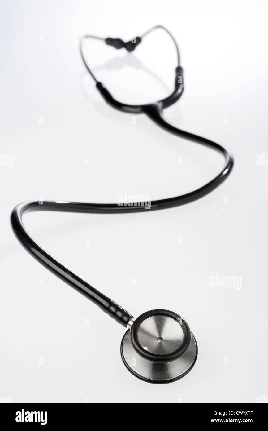 A close up view of a stethoscope on a white background Stock Photo - Alamy