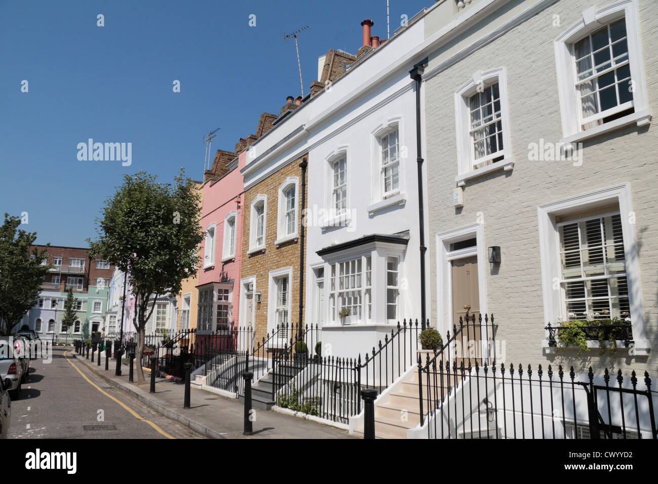 The quite beautiful colourful terraced houses on Bywater Street, just ...