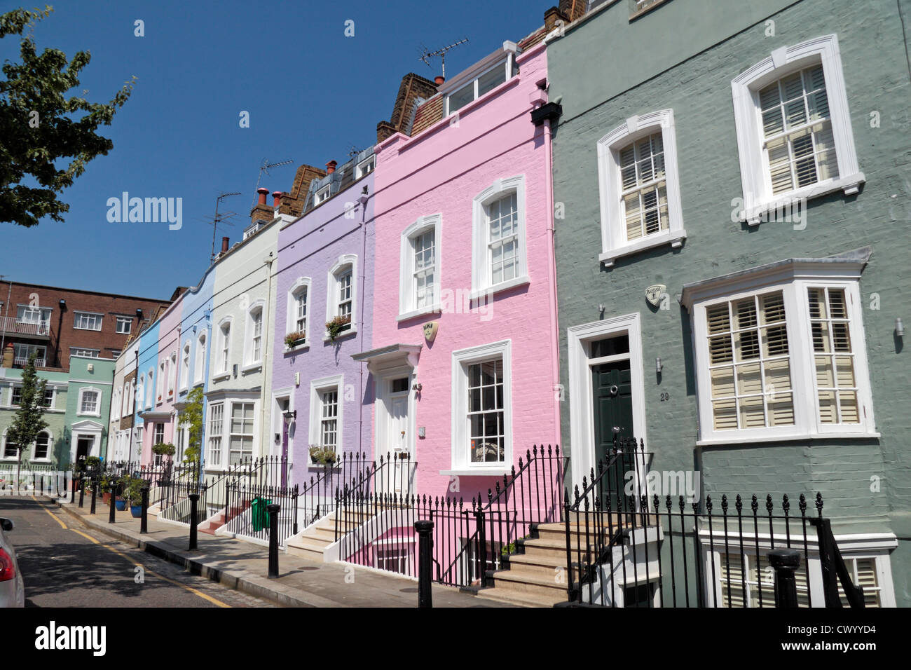 The quite beautiful colourful terraced houses on Bywater Street, just ...