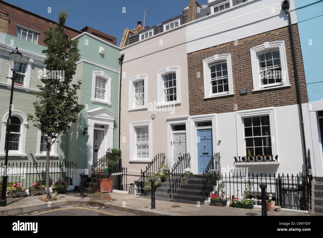The quite beautiful colourful terraced houses on Bywater Street, just ...
