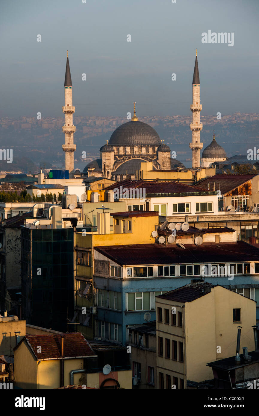 View over old parts of Istanbul, Sirkeci district, with the New Mosque ...