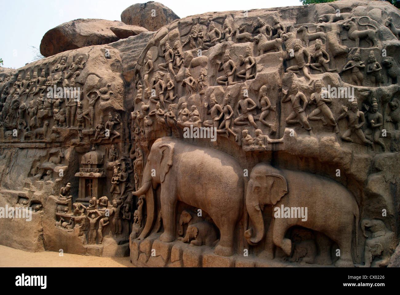 Arjuna Penance Stone Carvings in Mahabalipuram Tamil Nadu India, world ...