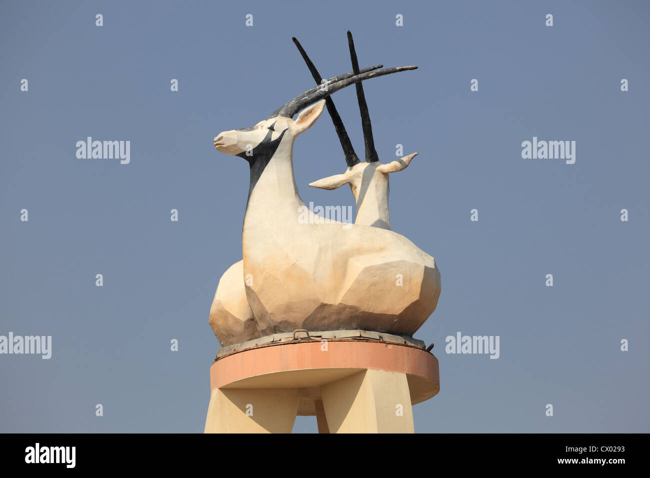Arabian Oryx statue at a roundabout in Doha, Qatar Middle East Stock ...