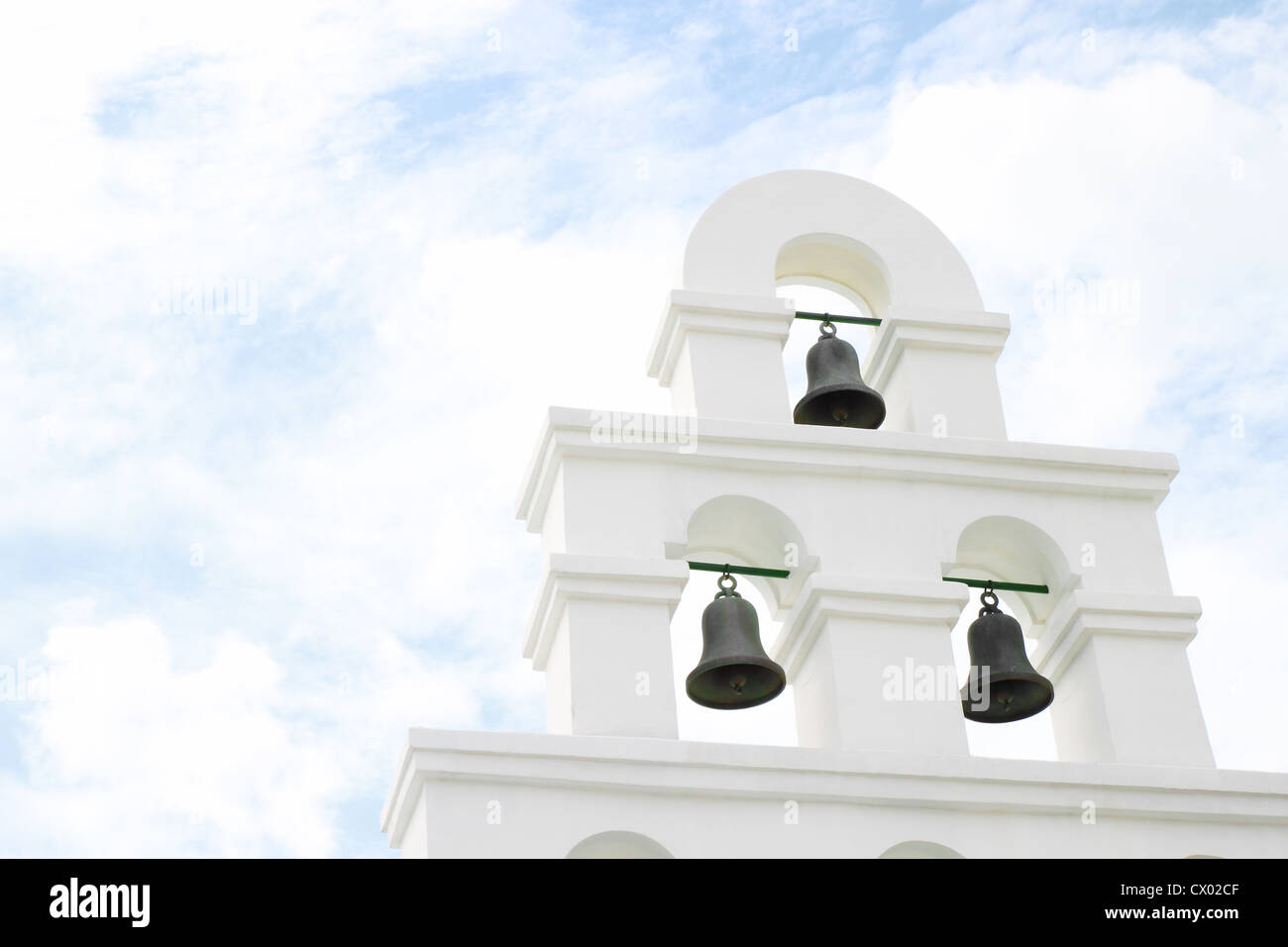 White bell tower with the sky Stock Photo - Alamy