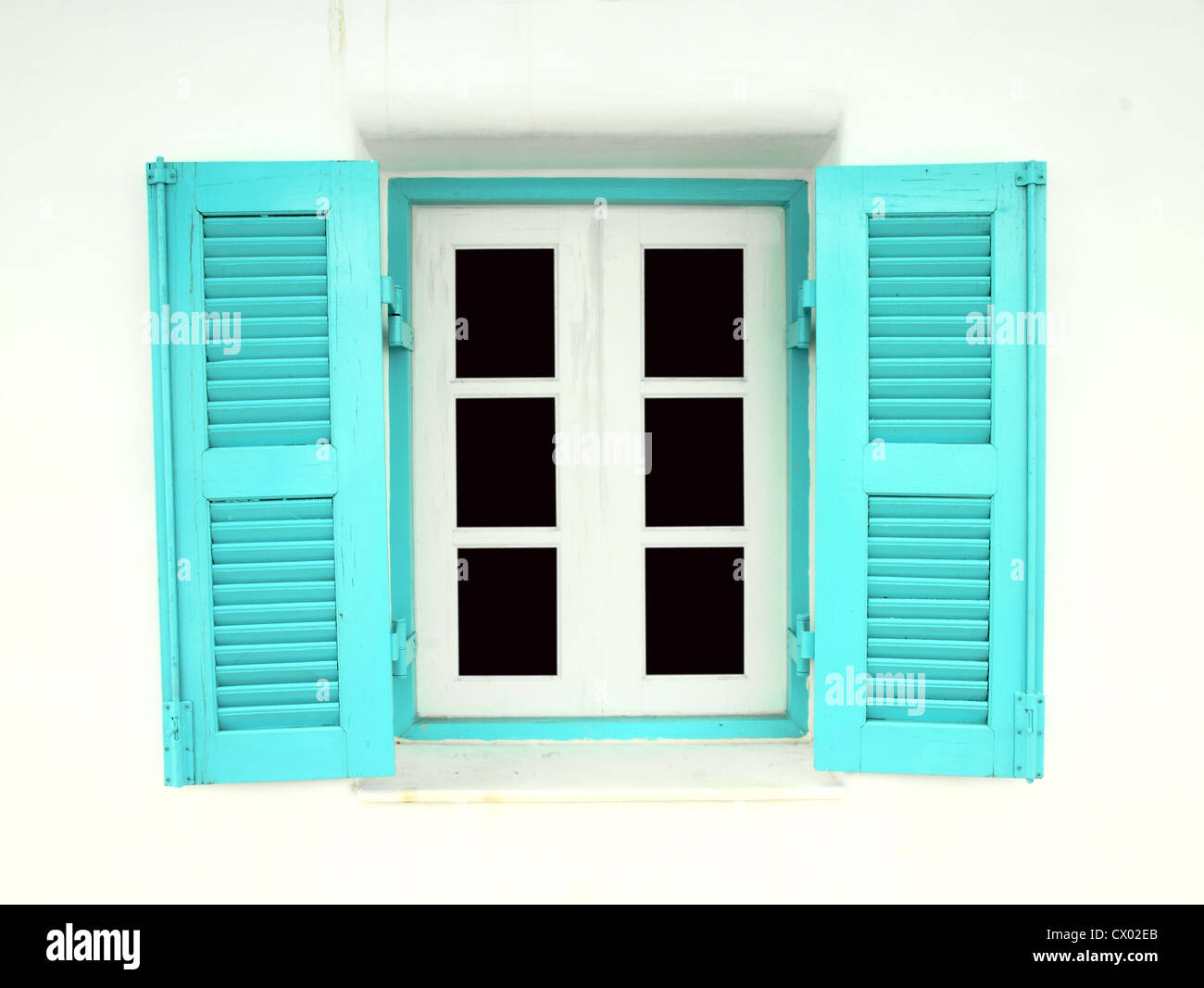 Greek Style windows on white wall Stock Photo - Alamy