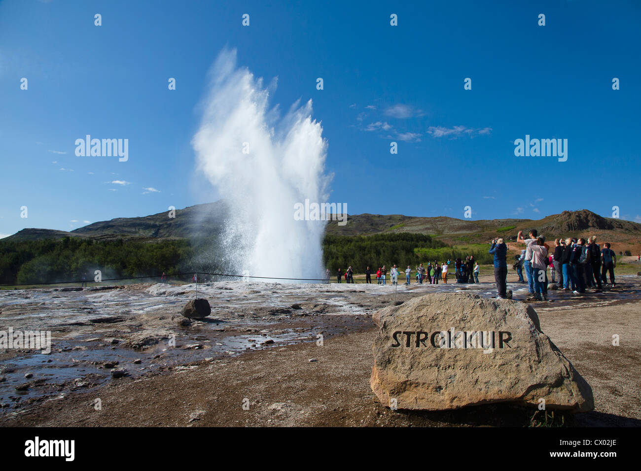 Strokkur Geyser erupting, Iceland Stock Photo - Alamy