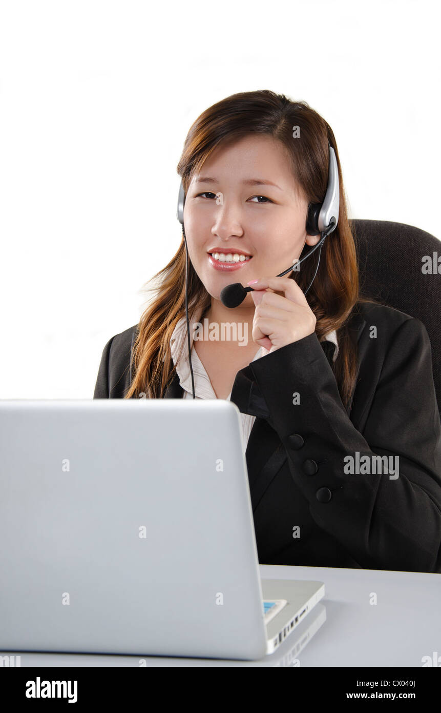 Receptionist at desk headset hi-res stock photography and images - Alamy