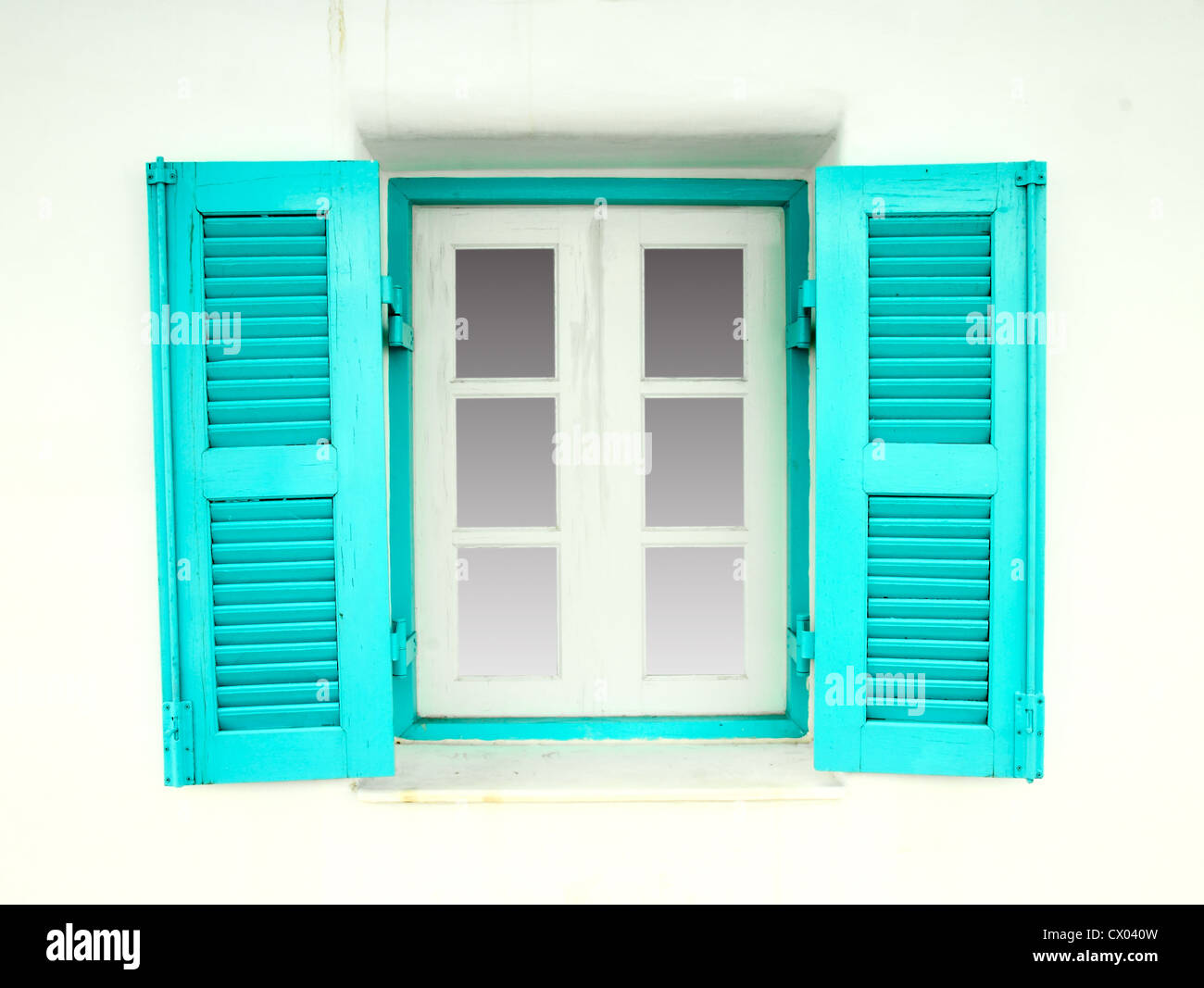 Greek Style windows on white wall Stock Photo - Alamy
