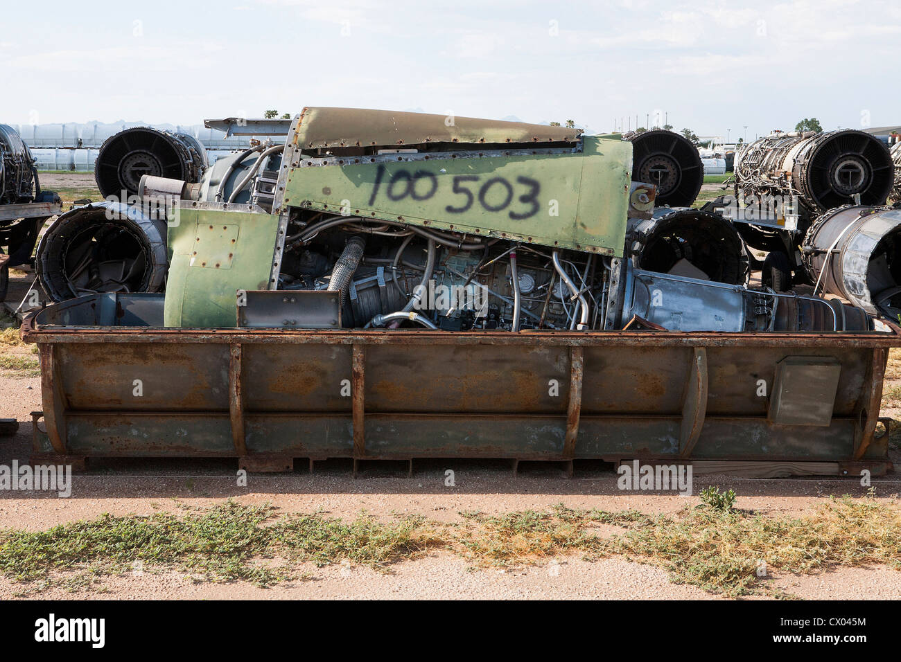 Surplus jet engines in storage at the 309th Aerospace Maintenance and ...