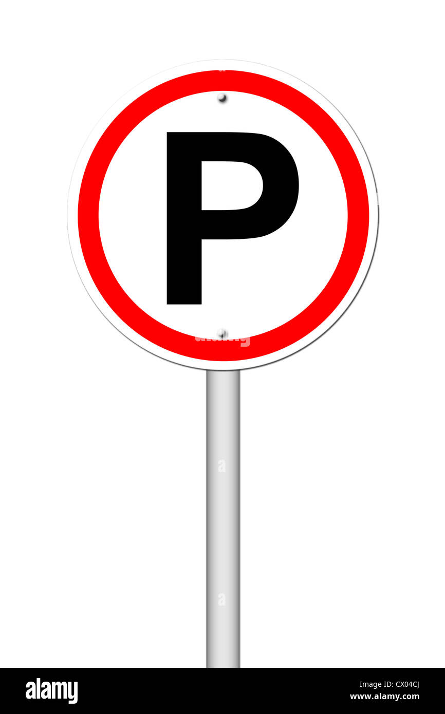 Parking traffic sign on white background Stock Photo - Alamy