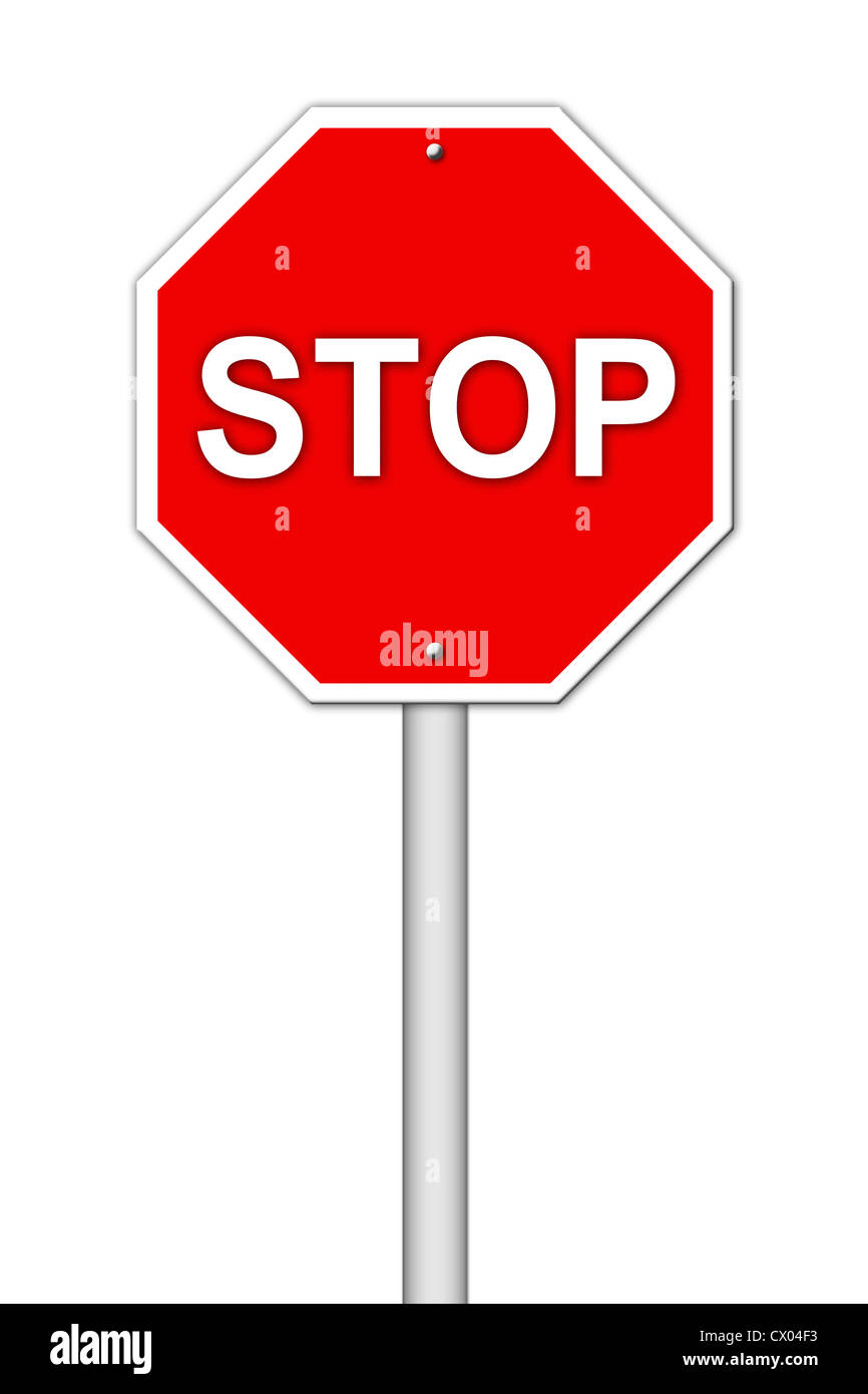 stop sign on white background Stock Photo - Alamy