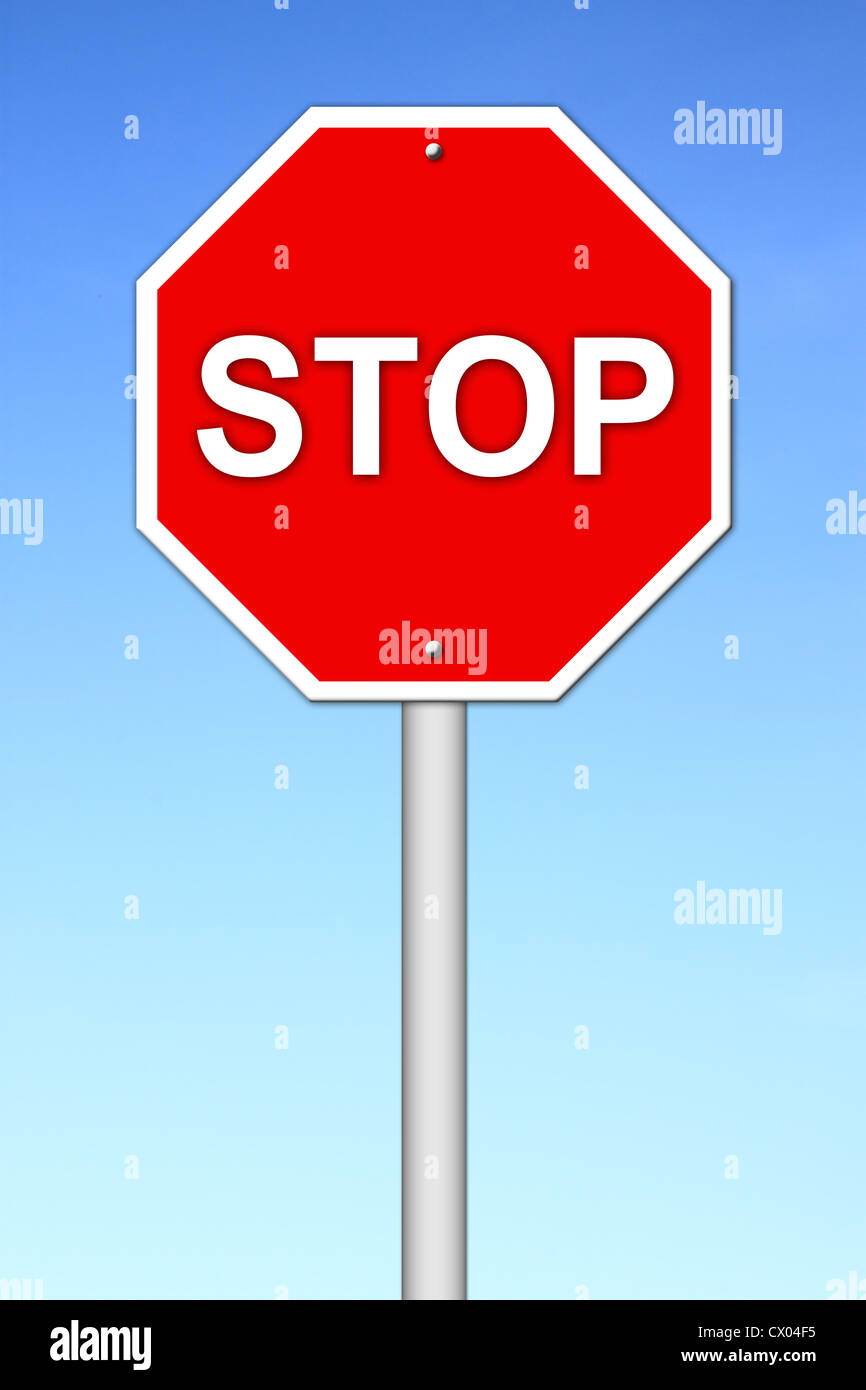 stop sign with blue sky Stock Photo - Alamy