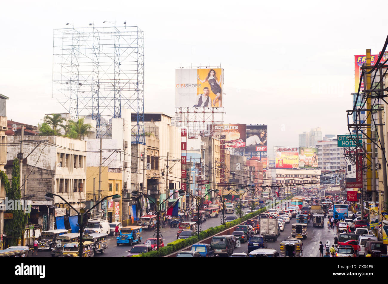 A street view near Quiapo, Philippines. One of the biggest local market ...