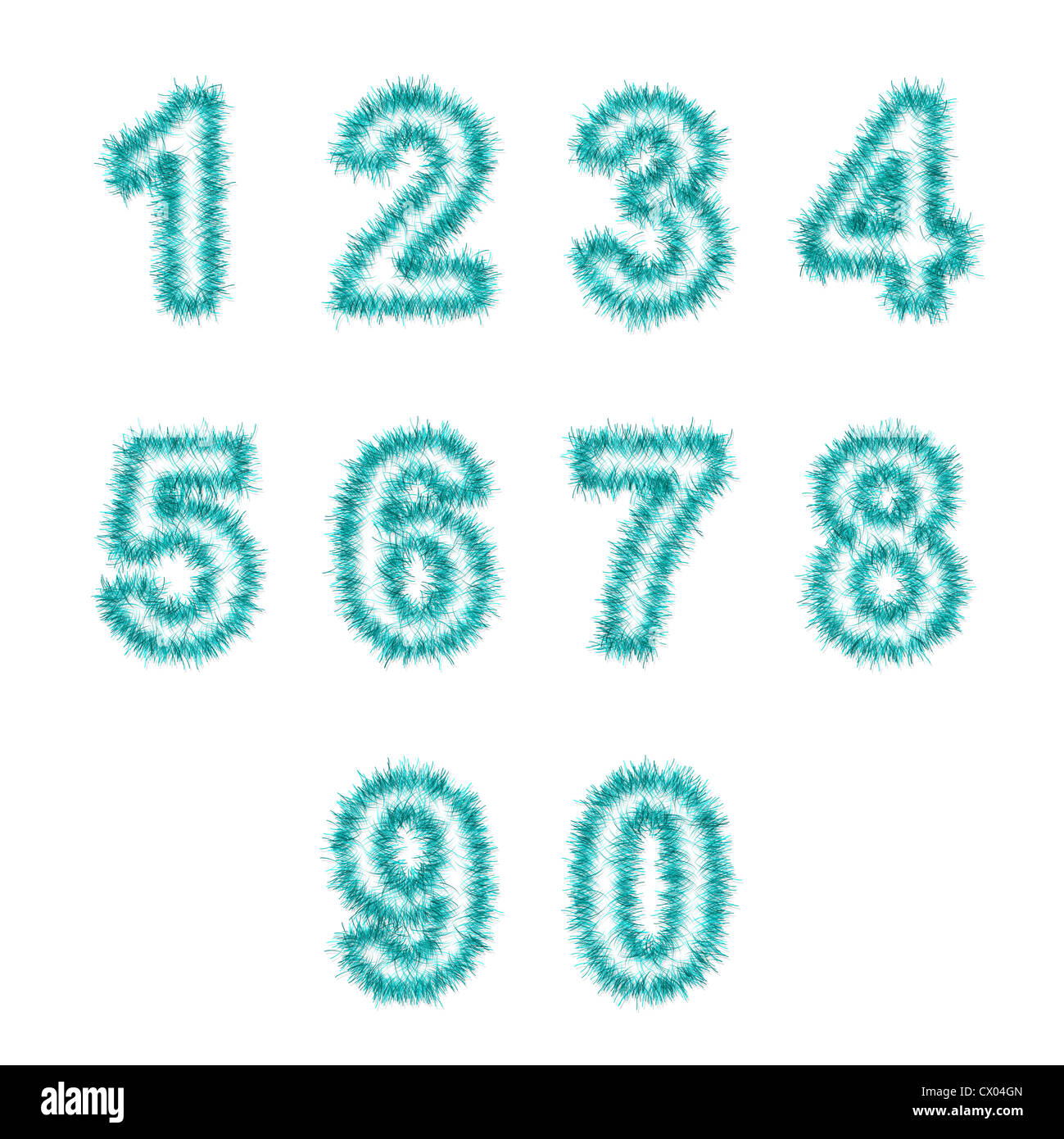light blue tinsel digits on white background Stock Photo - Alamy
