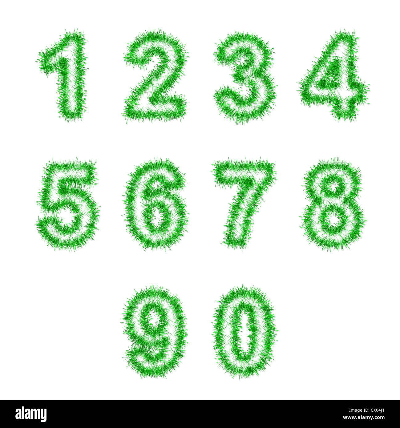 green tinsel digits on white background Stock Photo - Alamy