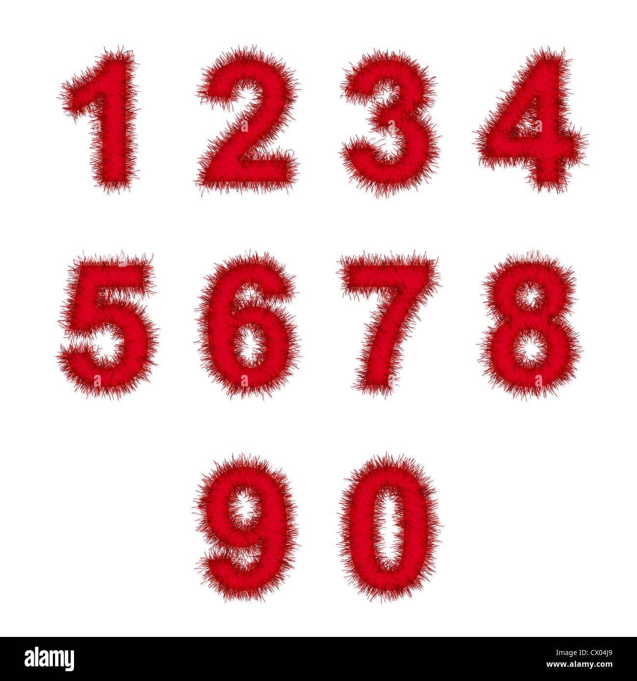 red tinsel digits on white background Stock Photo - Alamy