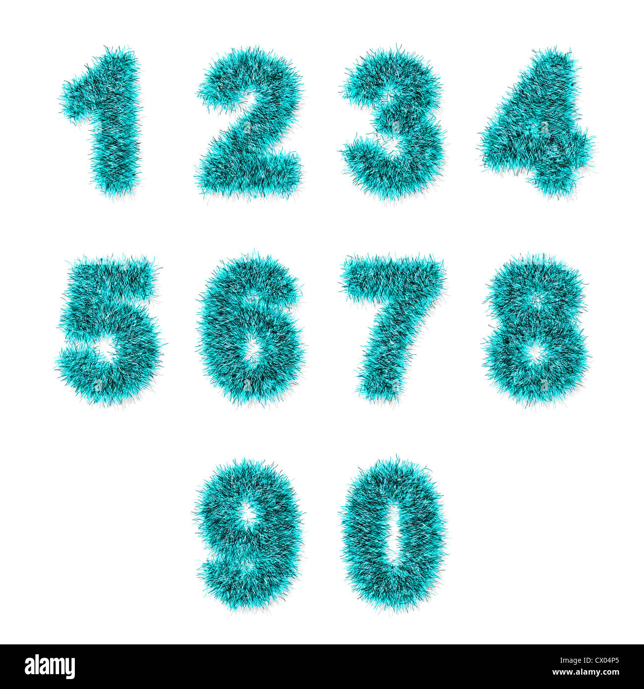 light blue tinsel digits on white background Stock Photo - Alamy